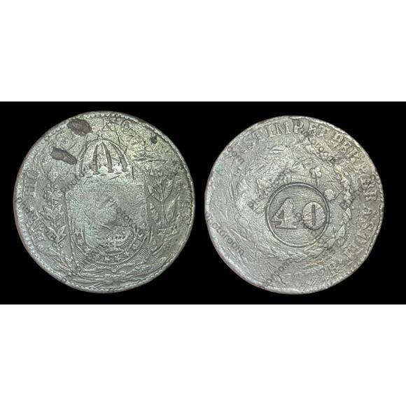 Other | 1827 R Brazil King Dom Pedro I Old Counter Stamped 4 Over 80 ...